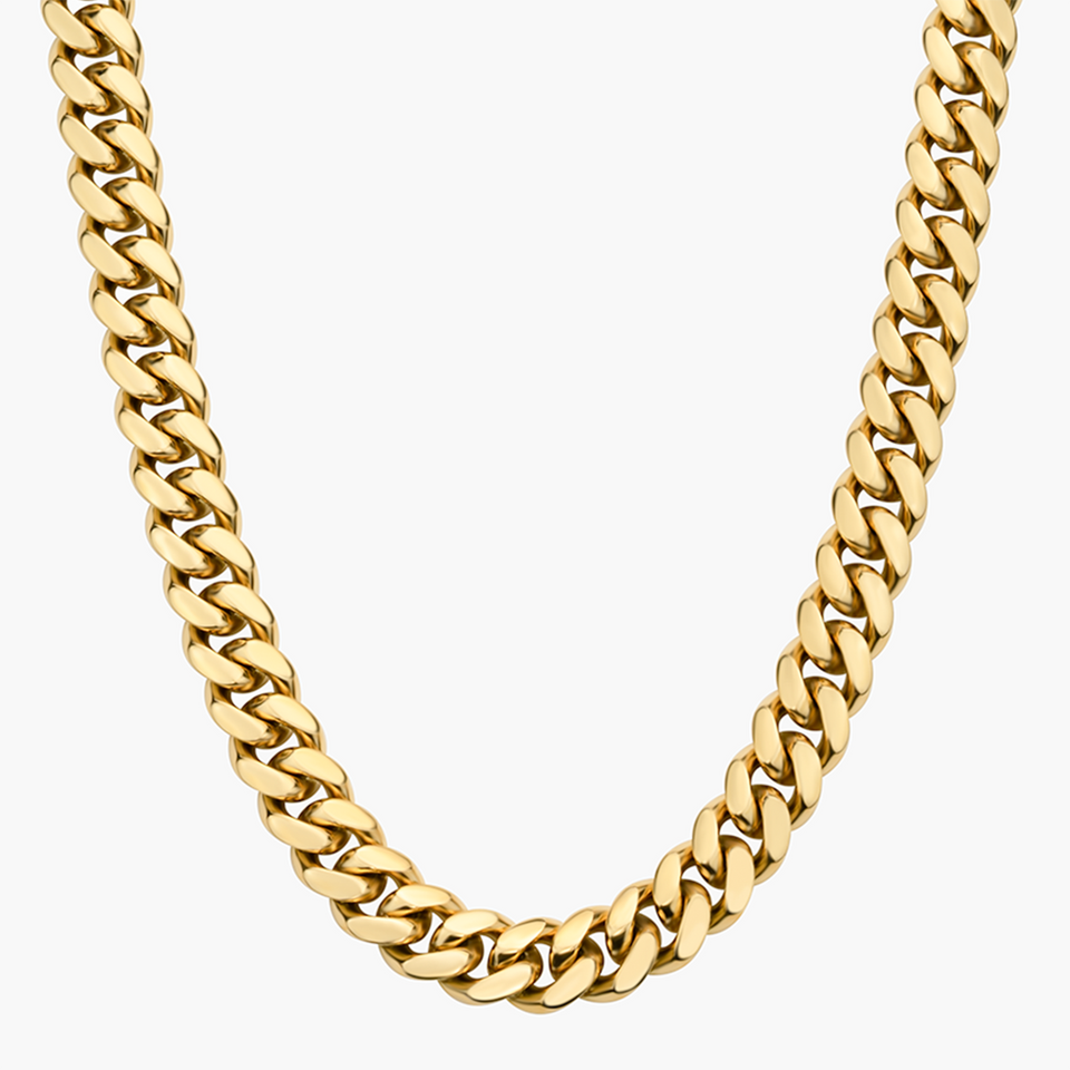 Briller Men's 10mm Gold Cuban Link Chain Necklace